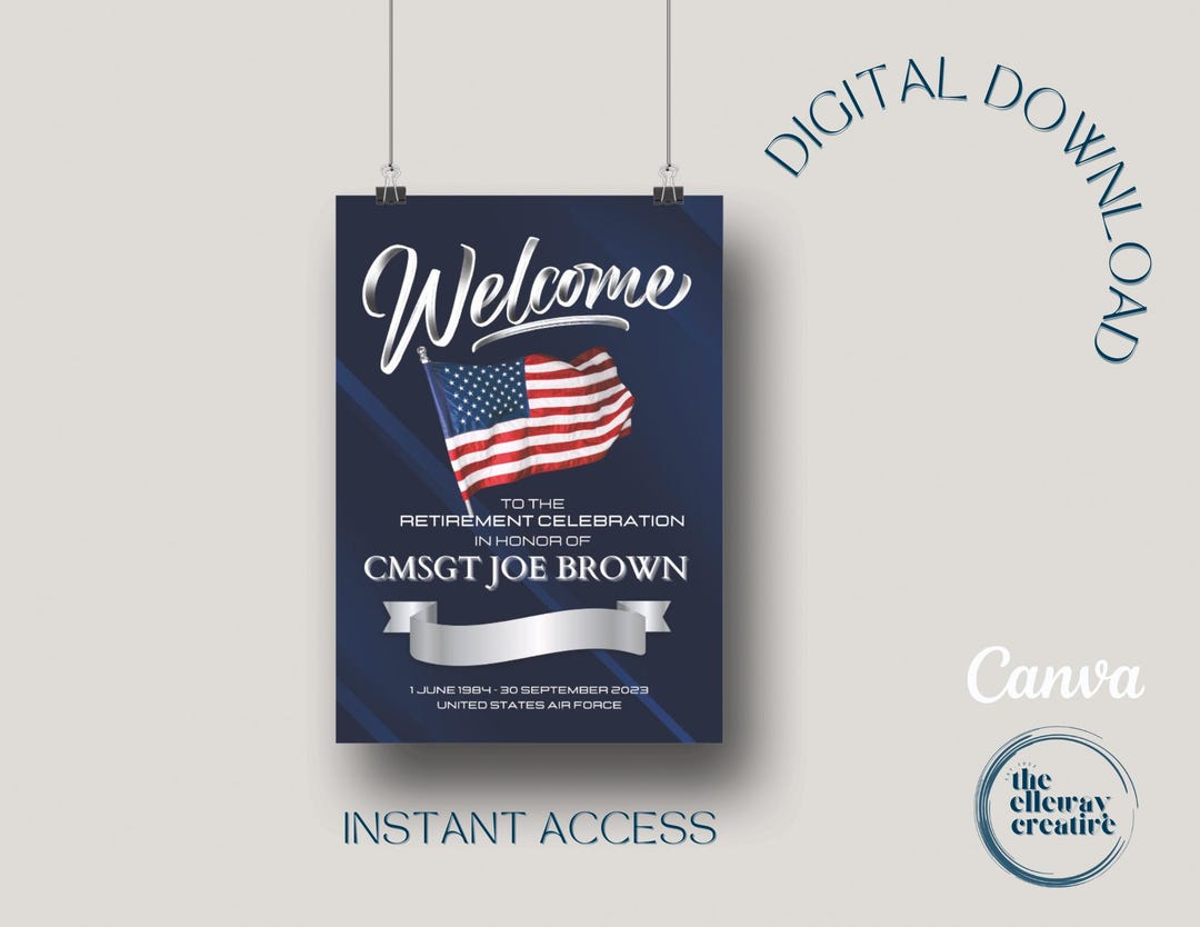 Military Retirement Poster Digital Template - Customizable Printable ...