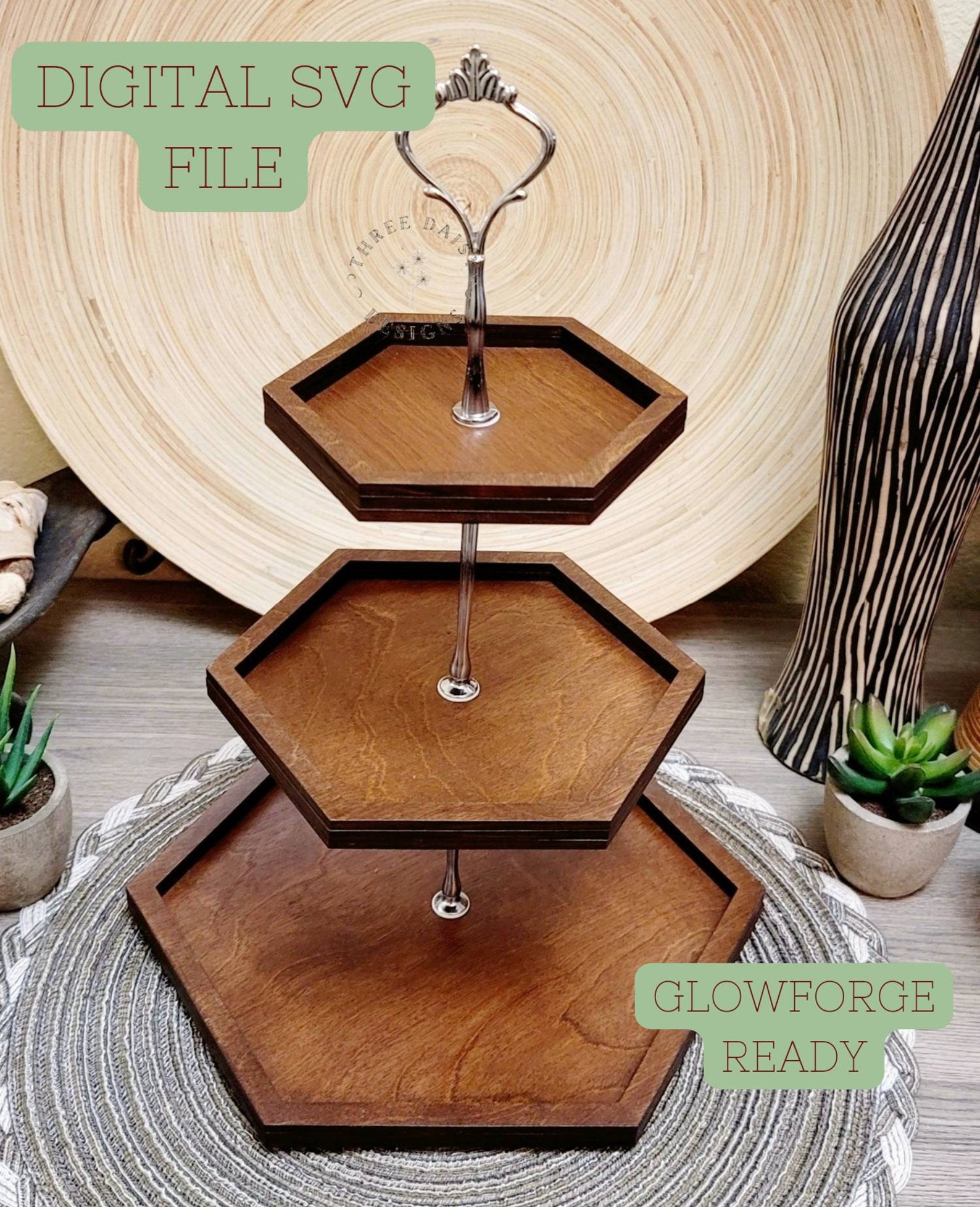 SVG File / Hexagon Tiered Tray Laser Cut File / DIGITAL DOWNLOAD ...