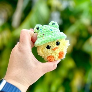 Chick With Frog Hat Crochet Pattern/ Crochet Chick Pattern. - Etsy