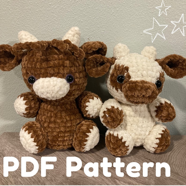 2-1 Cow, and Highland PDF Crochet Pattern. Crochet Cow Pattern. - Etsy