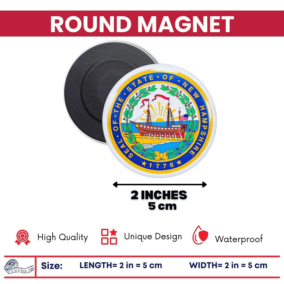 Round Magnet - State Seal New Hampshire - USA - Etsy