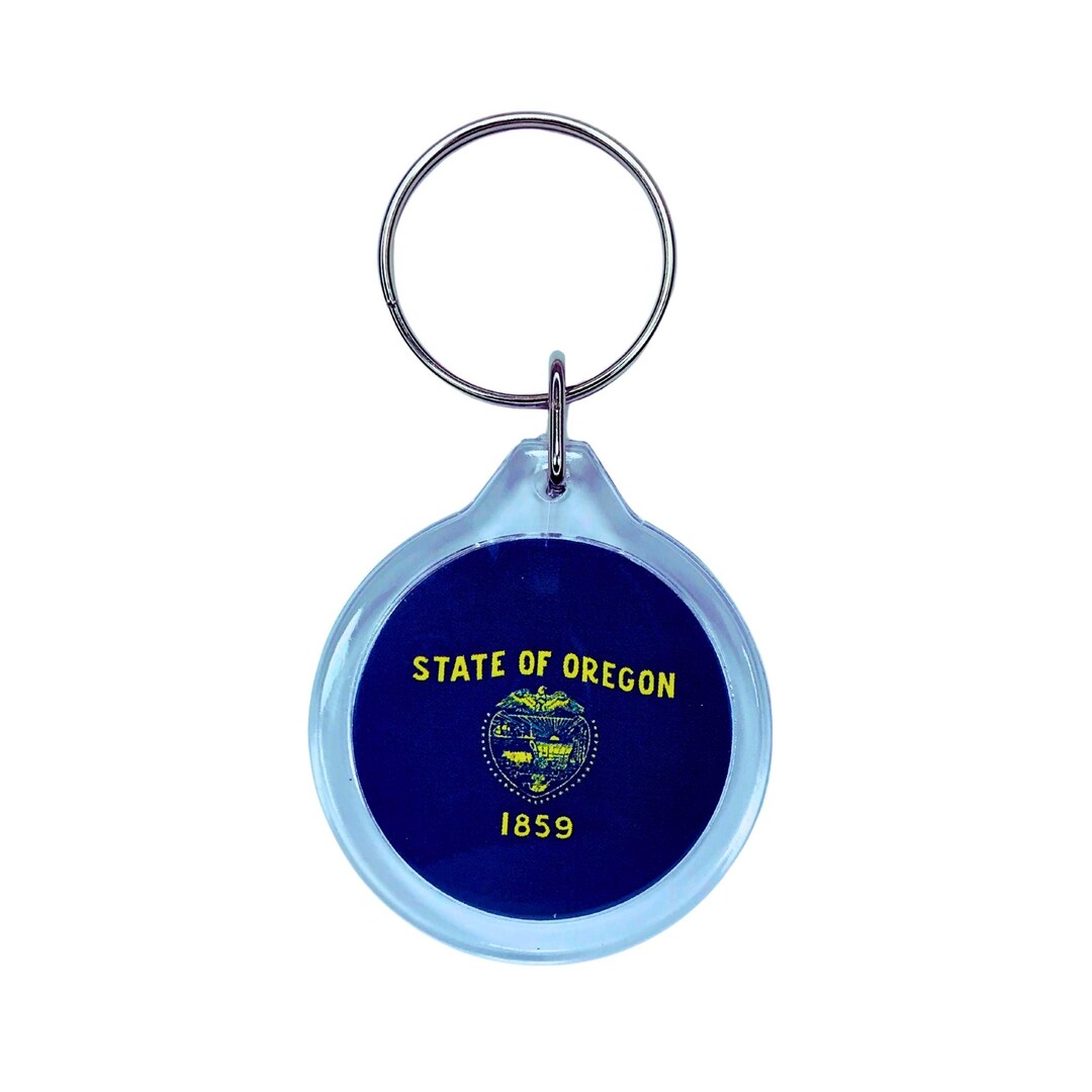 Round Acrylic Keychain - State Flag Oregon - USA - Etsy