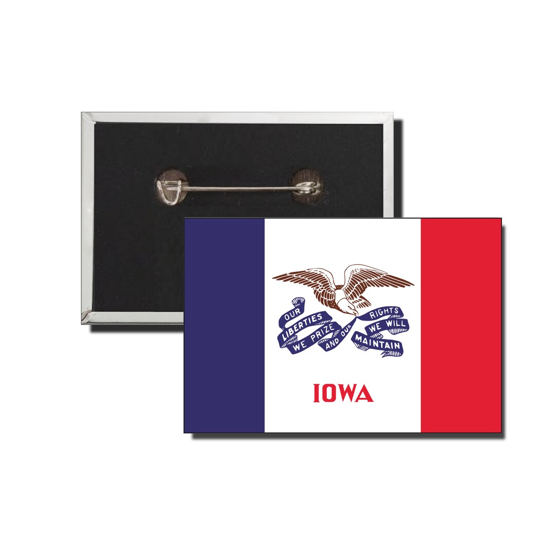 Iowa Button, Flag Button, Worldwide Souvenirs, USA Button, Iowa Emblem ...