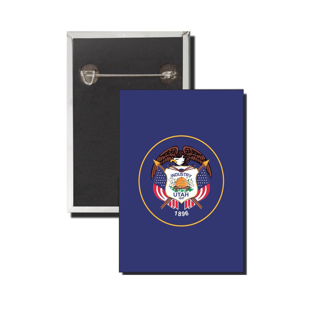 Utah Button, Flag Button, Worldwide Souvenirs, USA Button, Utah Emblem ...