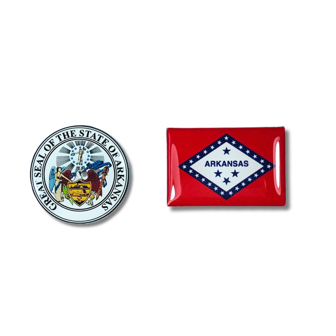 Arkansas Pin, State Seal and Flags, Worldwide Souvenirs, Enamel Pins ...
