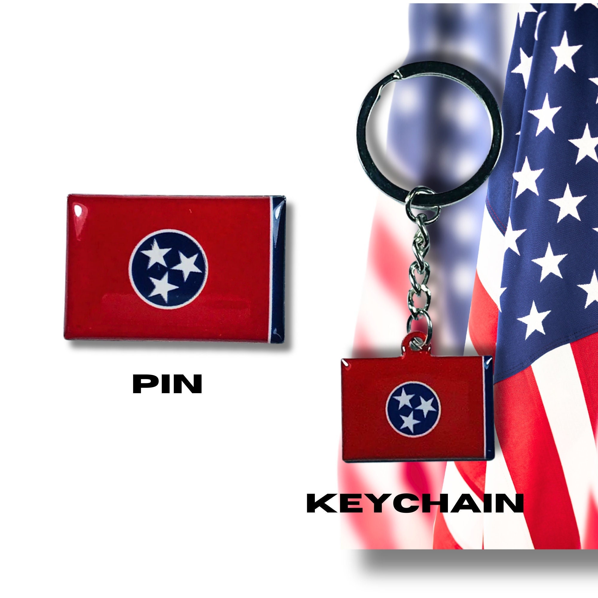 Tennessee Flag, Enamel Pin, Flag Keychain, Adorable Collections State ...