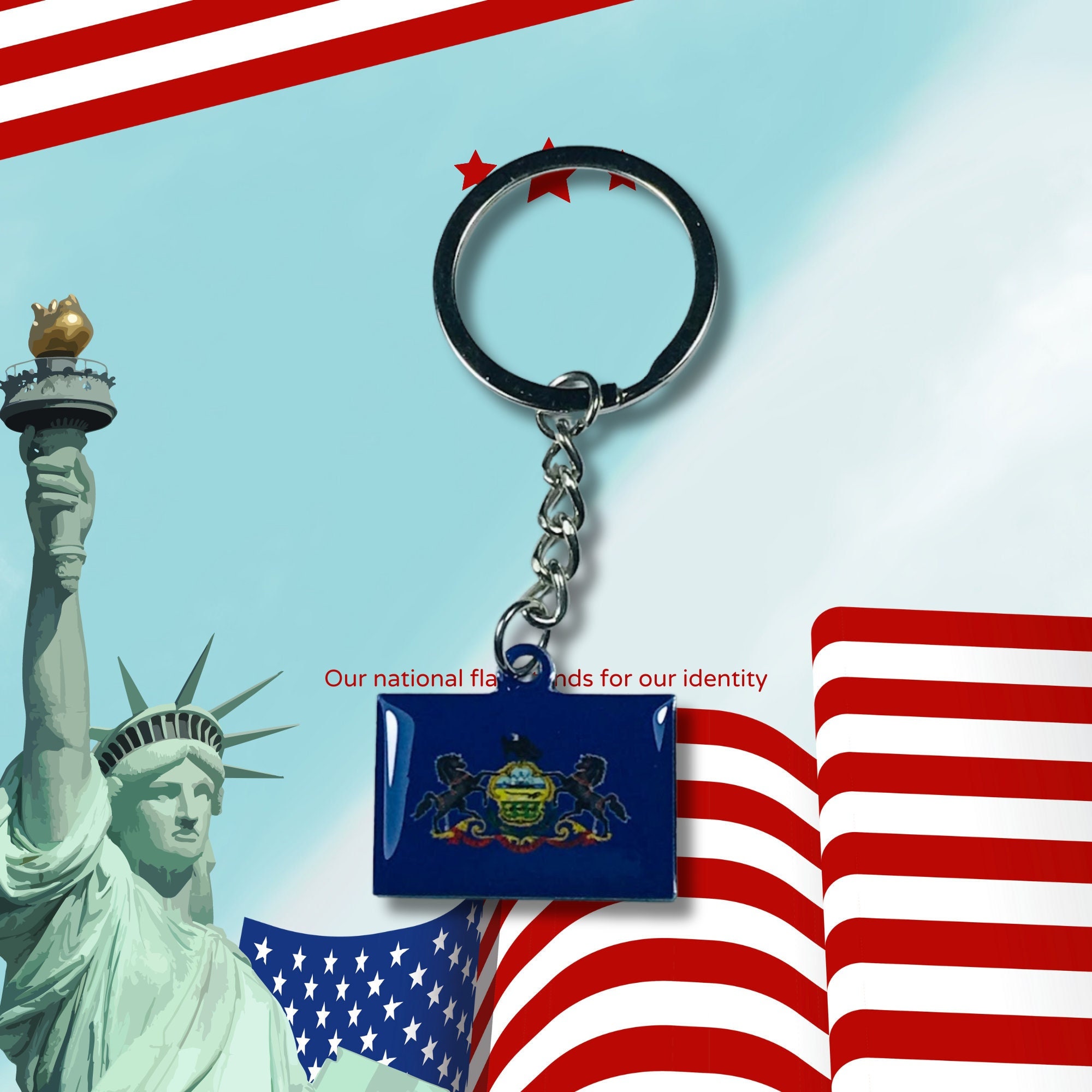 PENNSYLVANIA State Flag Keychain Pennsylvania Keychain Pennsylvania ...