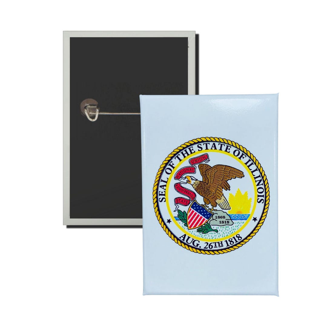 Vertical Button - State Seal Illinois - USA - Etsy