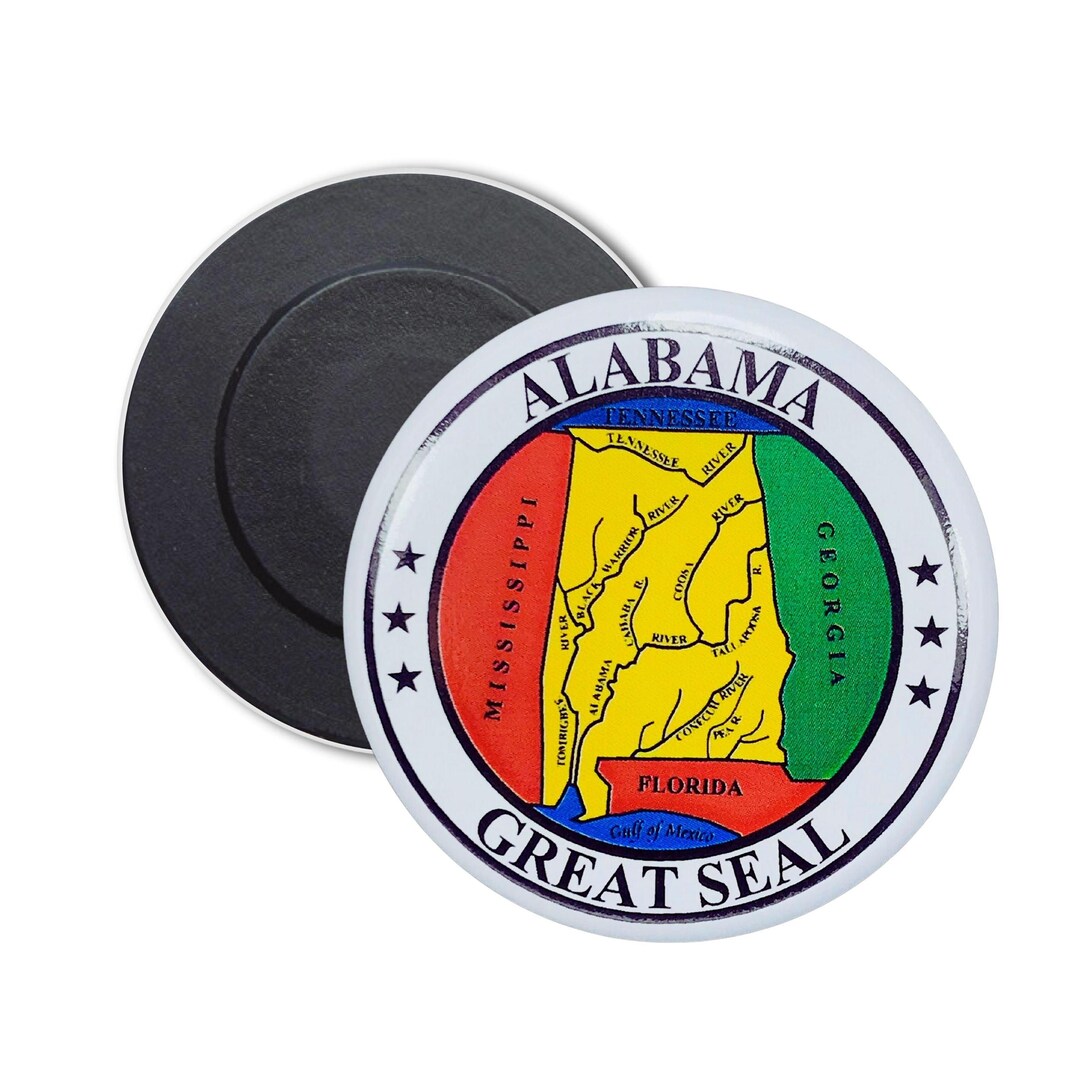 Round Magnet - State Seal Alabama - USA - Etsy