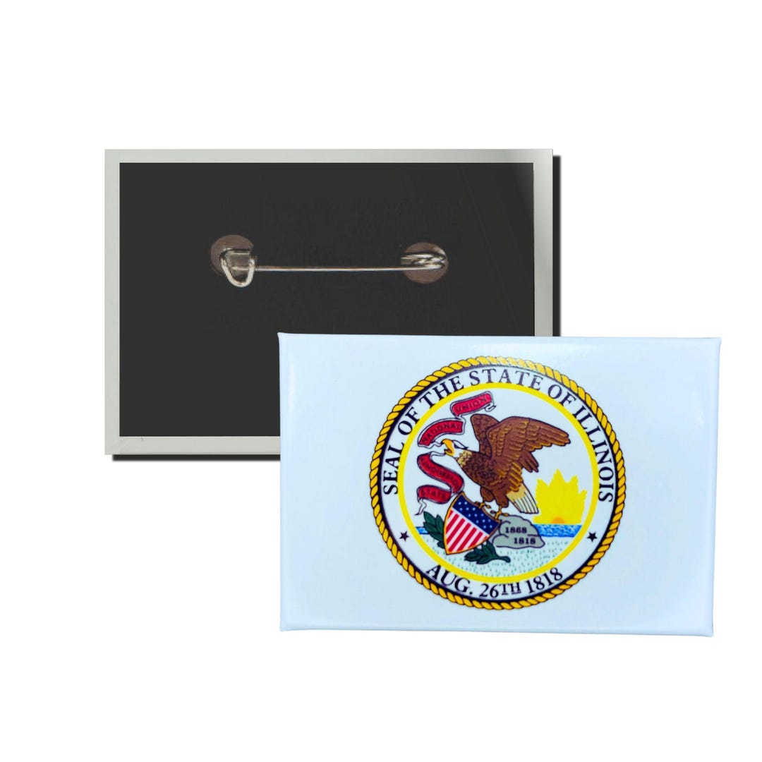 Horizontal Button - State Seal Illinois - USA - Etsy