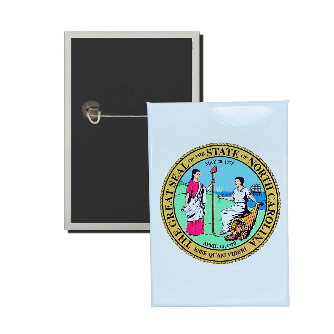 Vertical Button - State Seal North Carolina - USA - Etsy