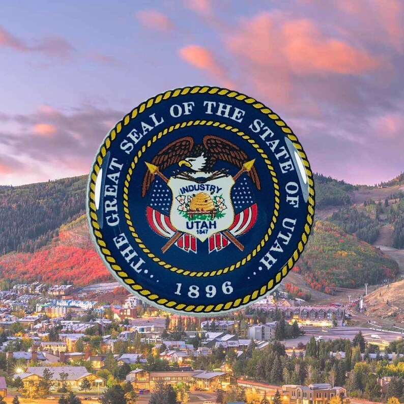 Utah Seal State Seal Utah Enamel Pin Seal Emblem Pin Utah - Etsy