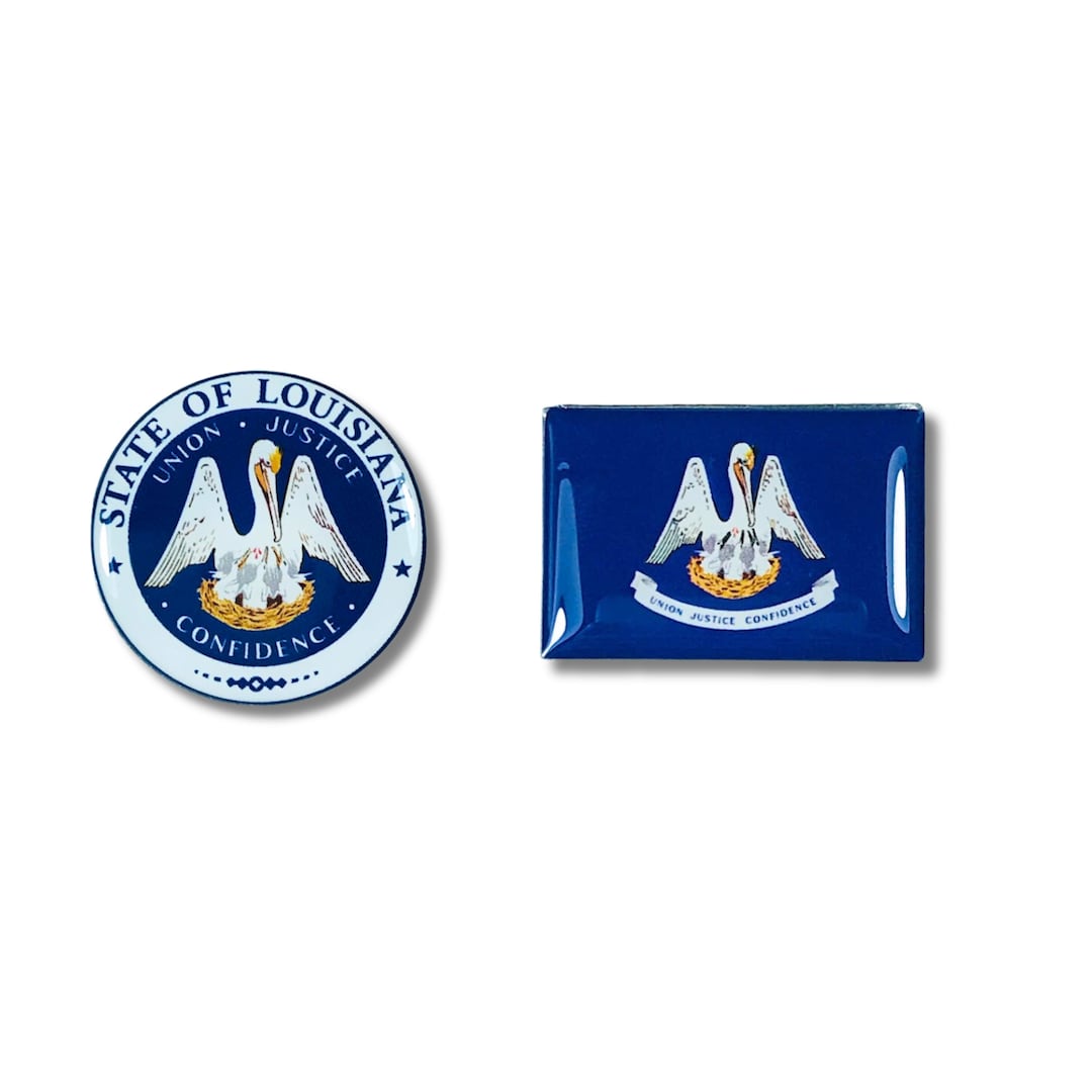 Louisiana Pin, State Seal and Flags, Worldwide Souvenirs, Enamel Pins ...