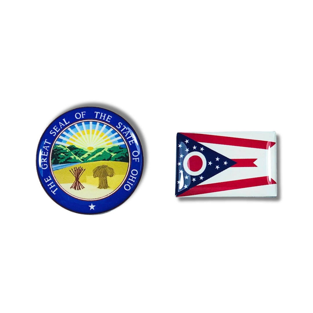 Ohio Pin, State Seal and Flags, Worldwide Souvenirs, Enamel Pins State ...