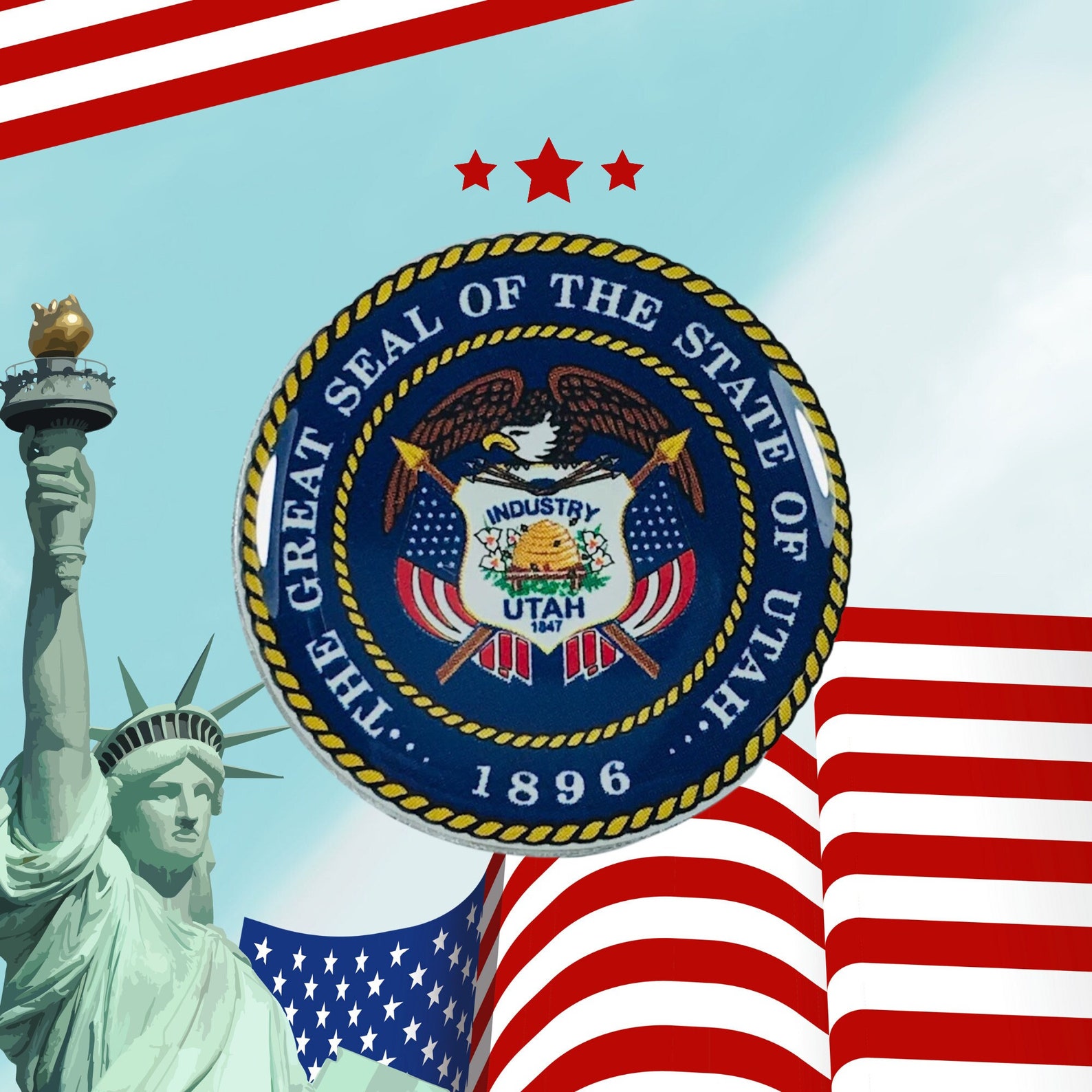 Utah Seal State Seal Utah Enamel Pin Seal Emblem Pin Utah - Etsy