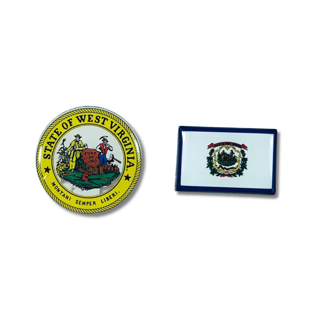 West Virginia Pin, State Seal and Flags, Worldwide Souvenirs, Enamel ...