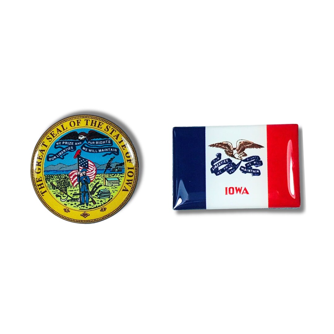 Iowa Pin, State Seal and Flags, Worldwide Souvenirs, Enamel Pins State ...