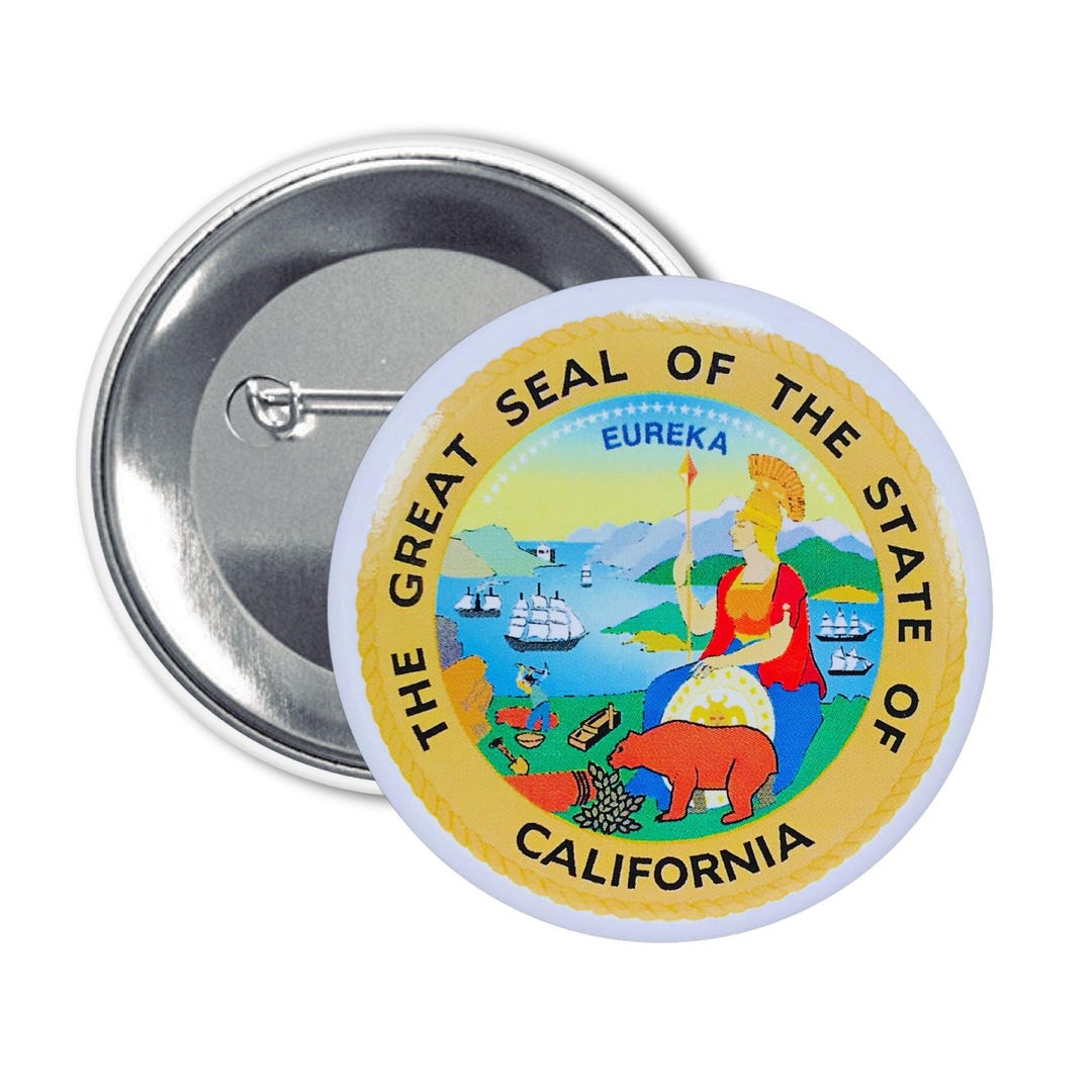 Round Button - State Seal California - USA - Etsy