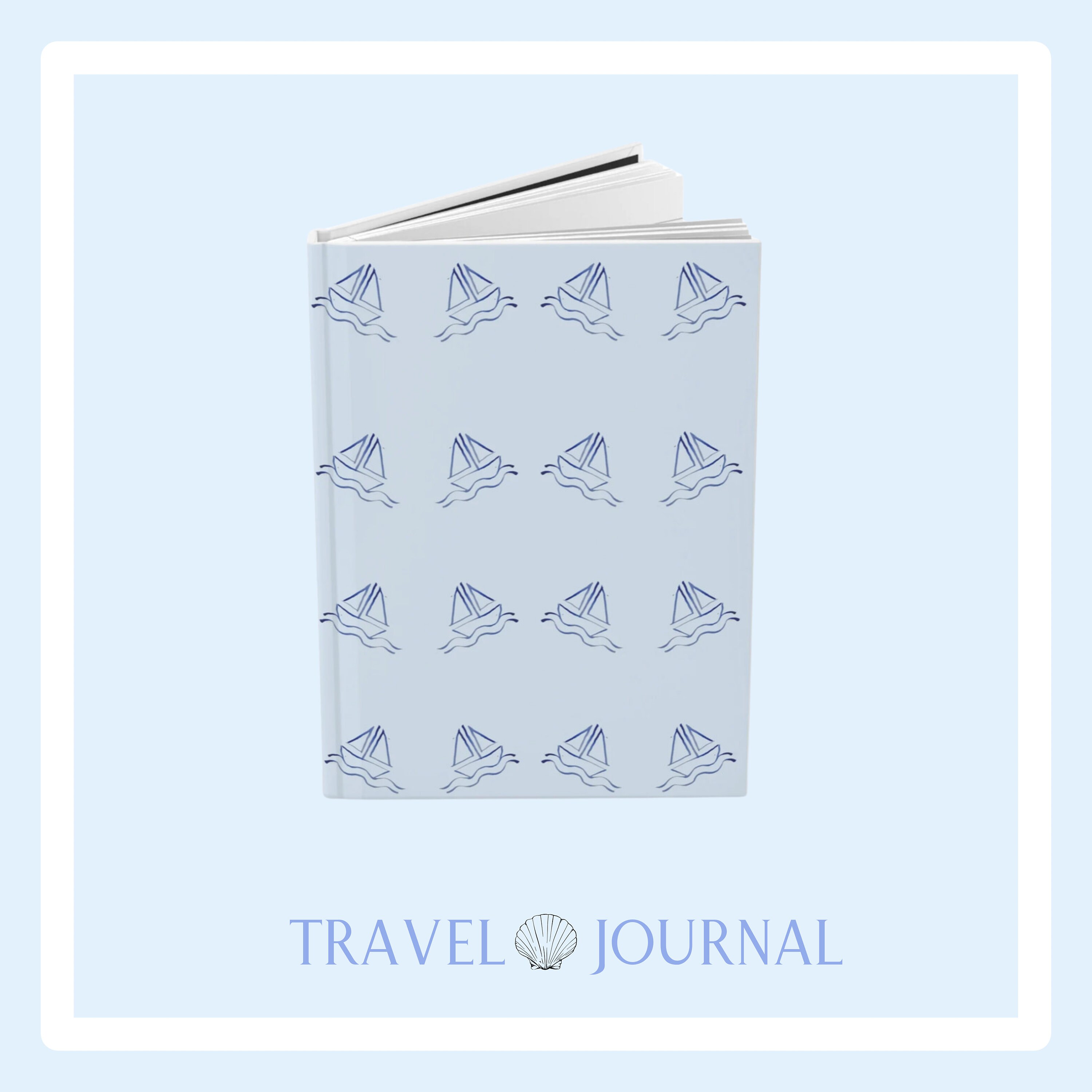 Blue Hand-painted Image print Sailboat Watercolor Journal Nautical ...