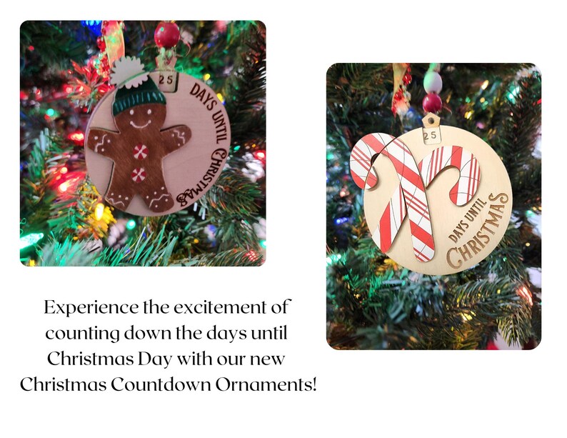 Gingerbread Christmas Countdown Ornament, Wooden Advent Calendar ...