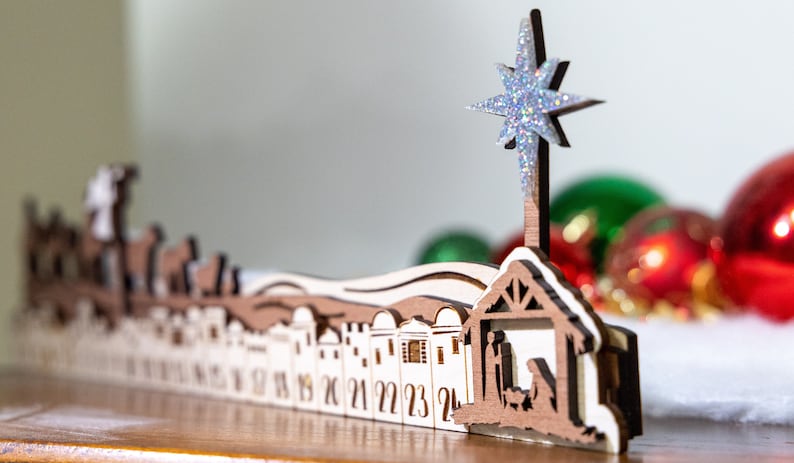 Handcrafted Nativity Advent Calendar: Wooden Christmas Countdown Decor ...