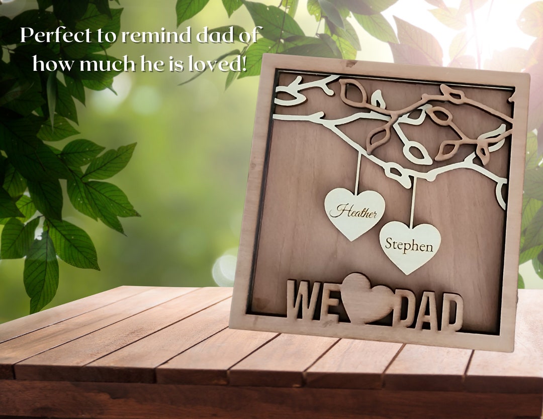 Fathers Day Hanging Hearts Family Tree Wooden Sign Grandfather Family ...