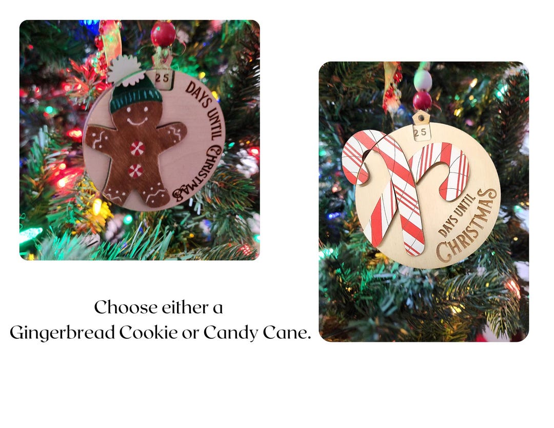 Gingerbread Christmas Countdown Ornament, Wooden Advent Calendar ...