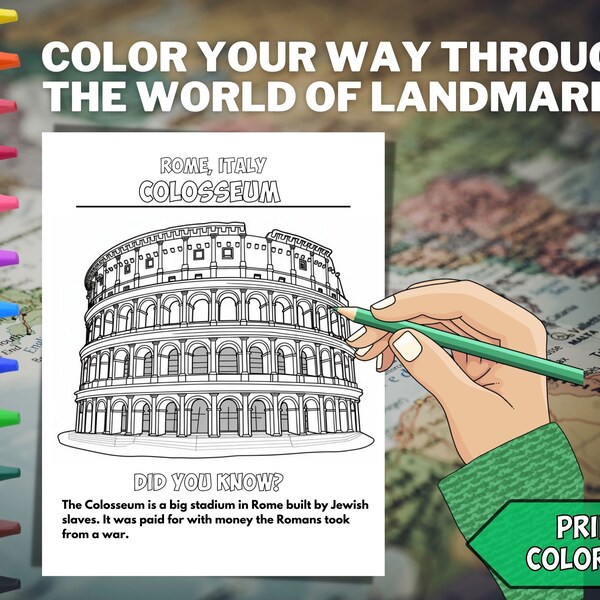 Landmark Coloring Pages - Etsy