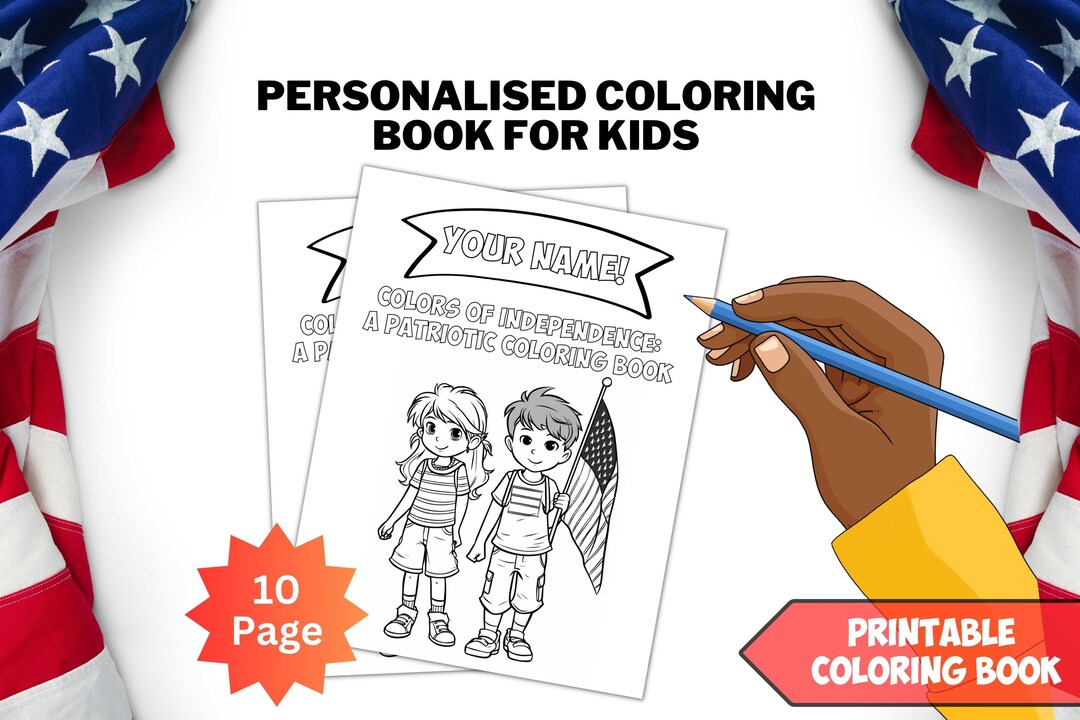 Personalised 4th of July Coloring Book American Independence Fourth Day ...