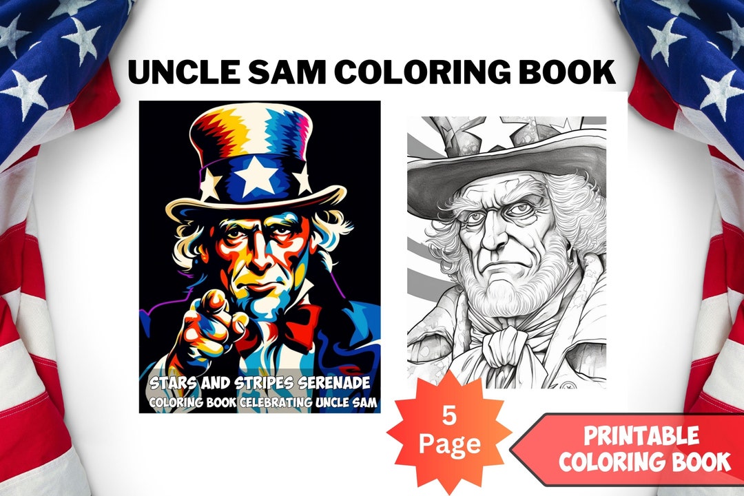 Uncle Sam 4th of July American Independence Fourth Day Coloring Book ...