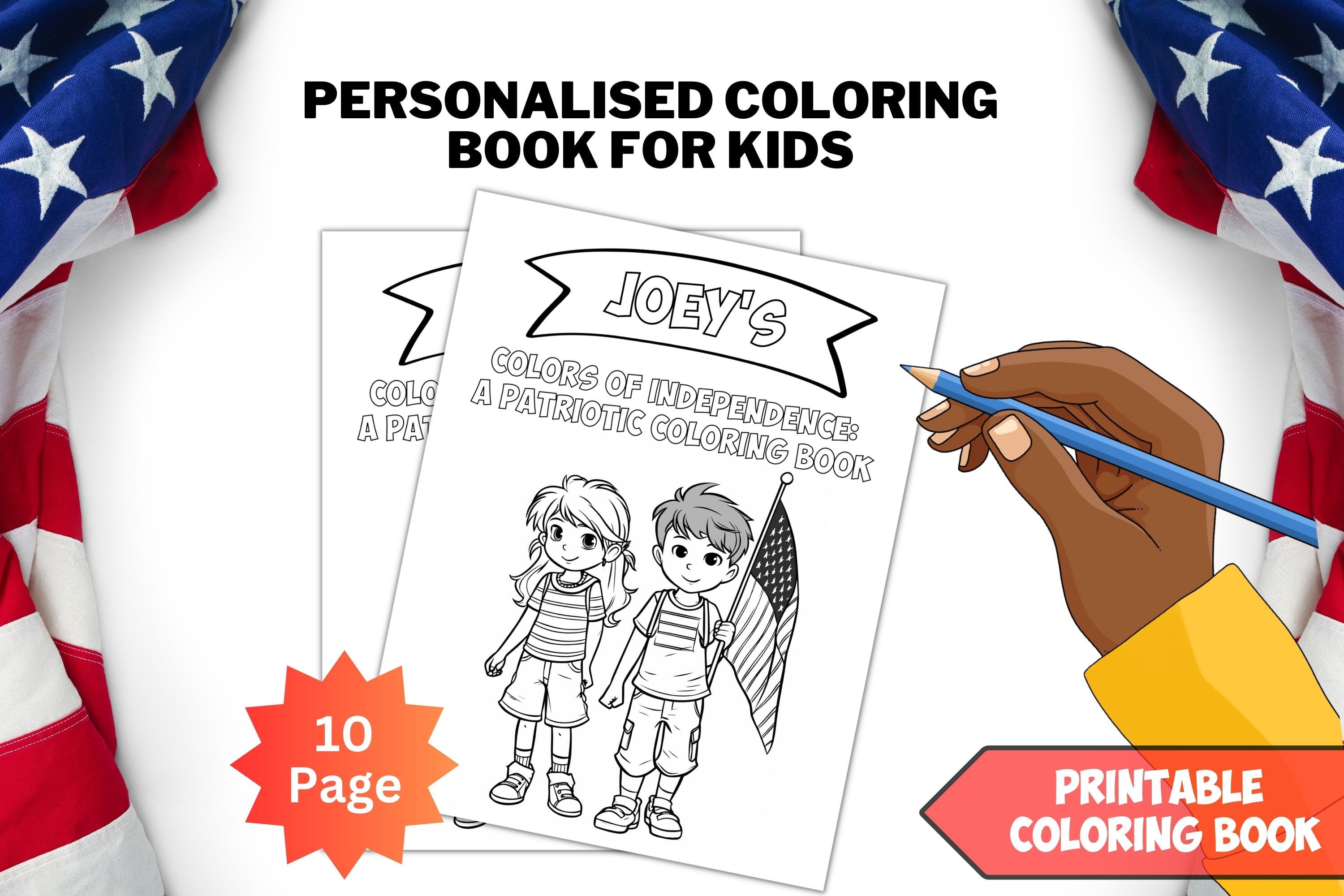 Personalised 4th of July Coloring Book American Independence Fourth Day ...