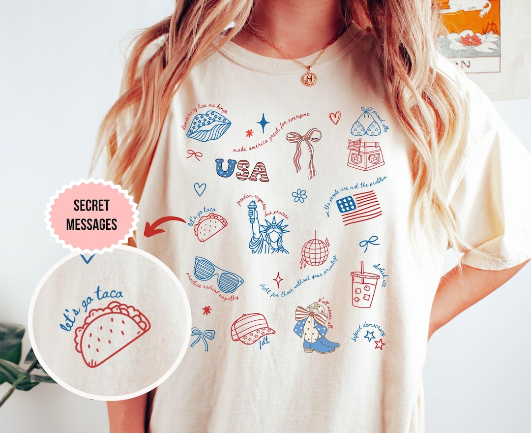 Liberal Patriotic Doodle Comfort Colors Shirt, 4th of July Tshirt ...