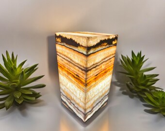 Vintage Marble Table Lamp, Onyx Stone Octagon, Unique Mood Light ...