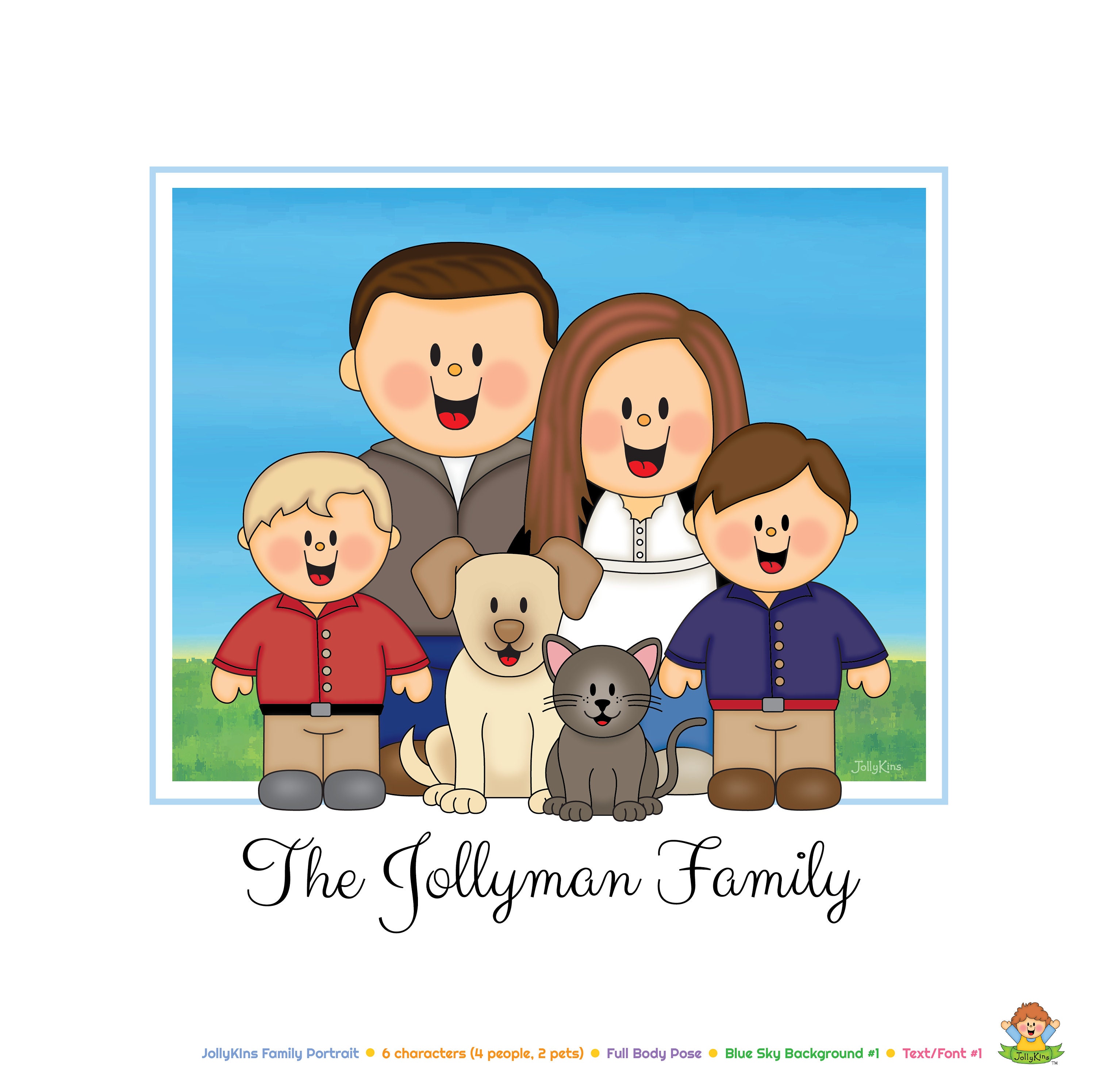 Family Cartoon Of 4