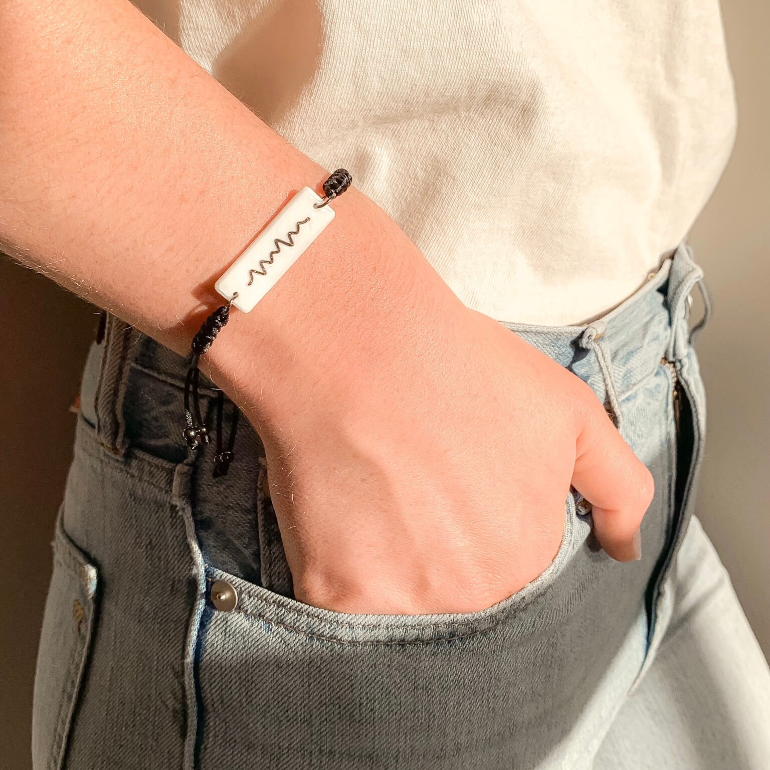 Audio Bracelet- Black, Tan and Gold, NFC Scannable Bracelet ...