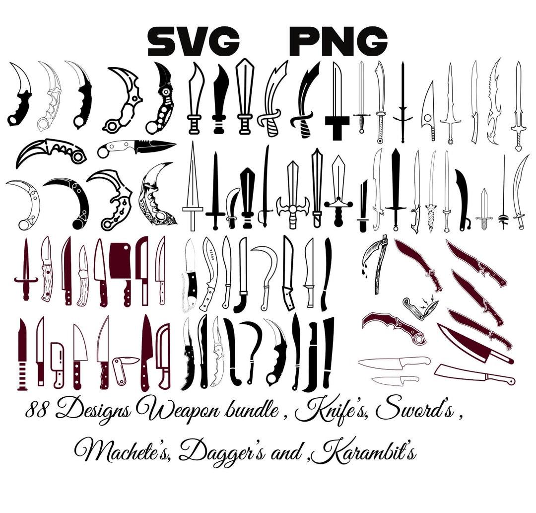 Sword Bundle Svg Knife Svg Machete Svg Sword Silhouette - Etsy New Zealand