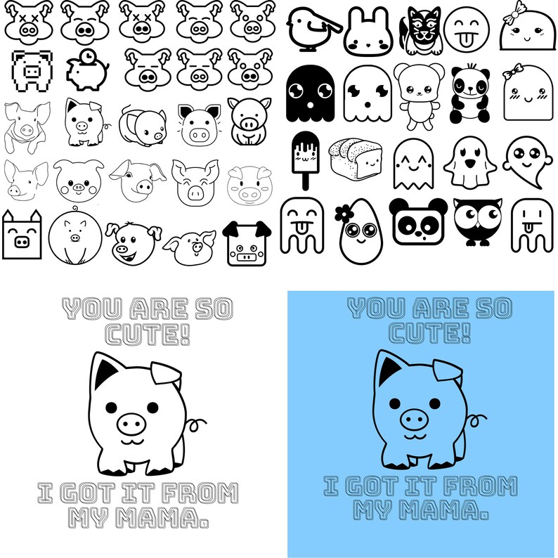 Cute Bundle SVG, Cute Animal Bundle SVG, Cute SVG Bundle for Circut and ...