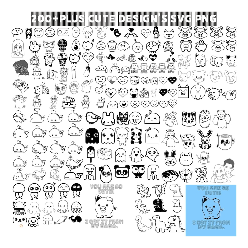 Cute Bundle SVG, Cute Animal Bundle SVG, Cute SVG Bundle for Circut and ...
