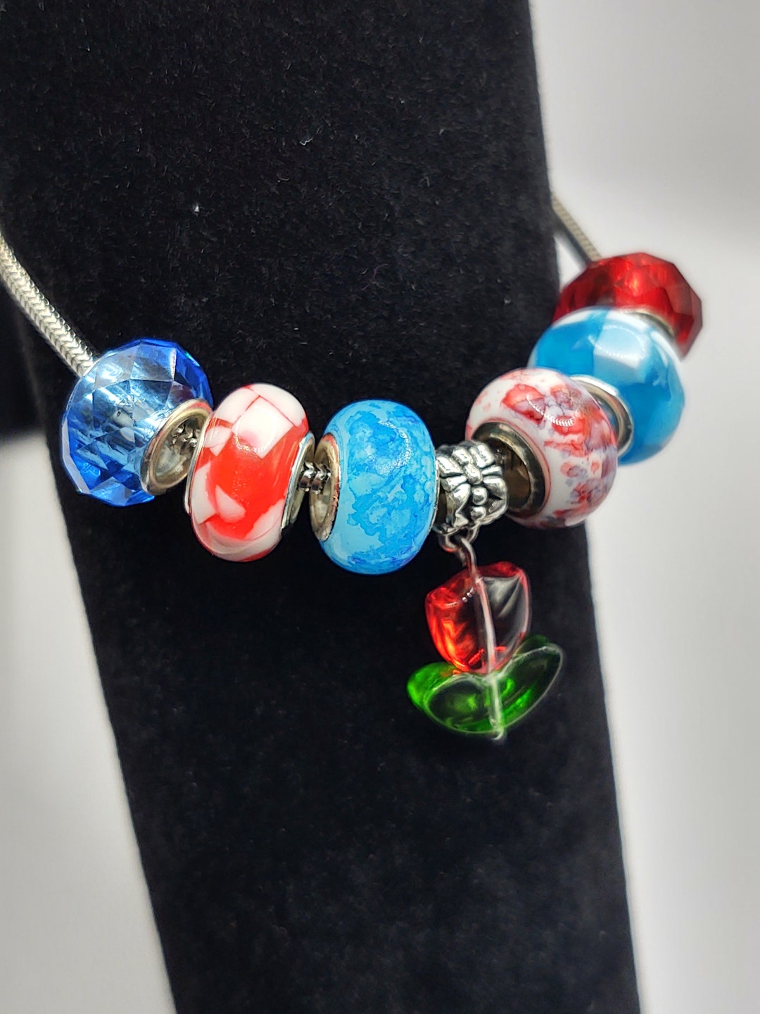 Aurora's Pandora's Fourth of July Flower Charm Bracelet - Etsy