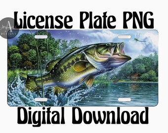 Fishing Fisherman License Plate Sublimation Design Digital Download PNG ...