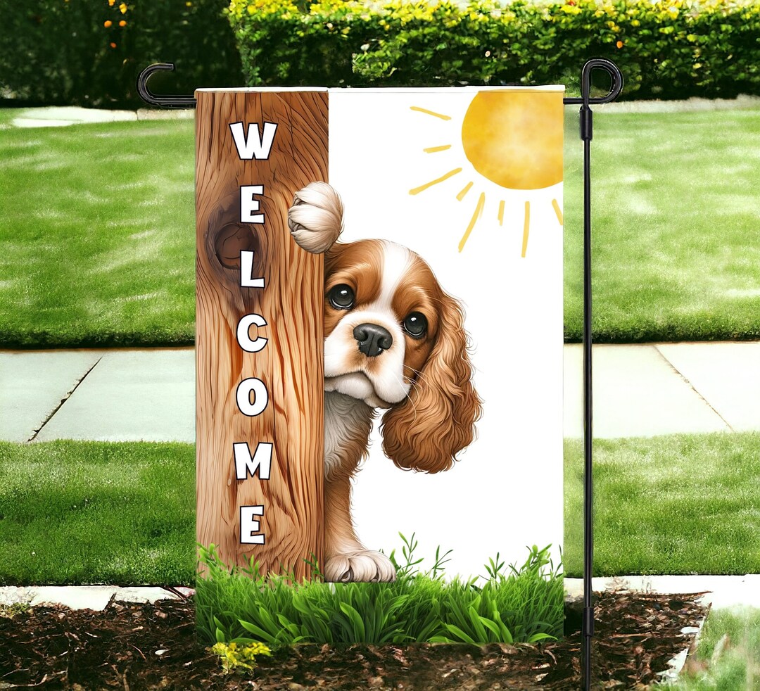 Welcome Peeking Cocker Spaniel Dog Garden Flag Design /png/digital ...