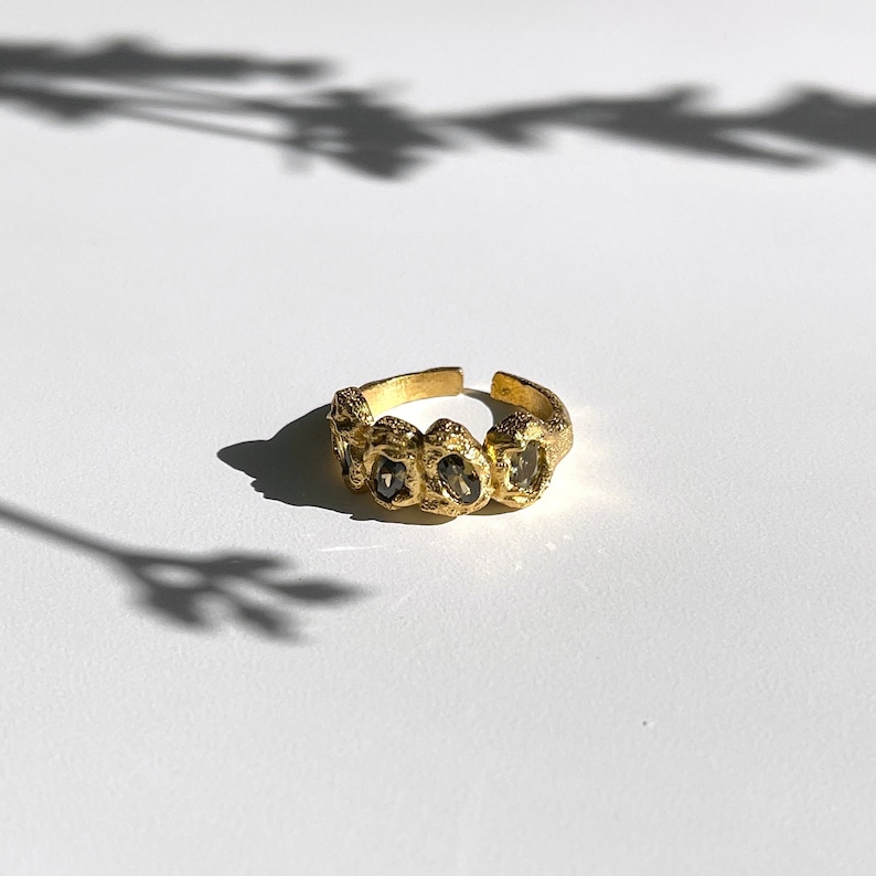 Sage Green Ring, Multi Gemstone Ring, Irregular Ring, Sterling Silver ...