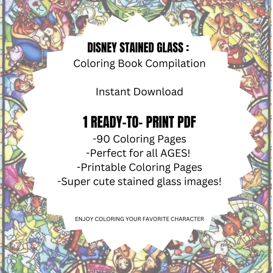 90 Pages STAINED Glass Style Coloring Book Compilation All - Etsy