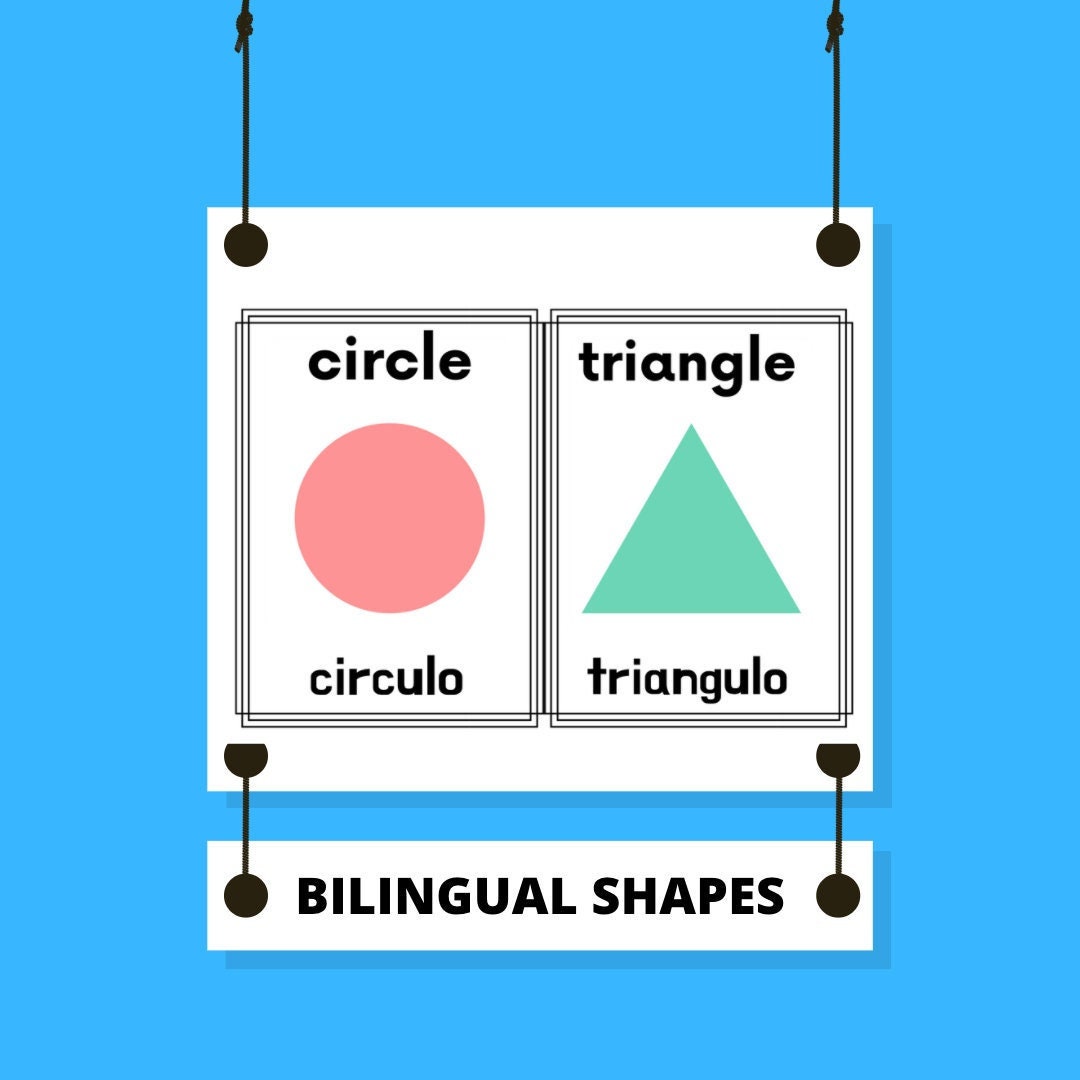 BILINGUAL Flashcards Basic SHAPES Perfect for Kids - Etsy