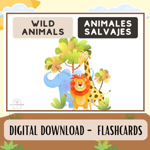 BILINGUAL Flashcards WILD ANIMALS - Great for Learning Another Language ...
