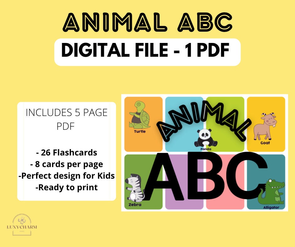 Animal ABC Flashcards Great for Kids - Etsy