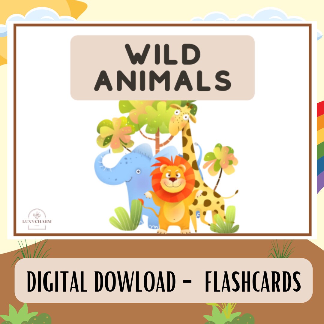 Wild Animals Flashcards Pefect for Toddlers - Etsy