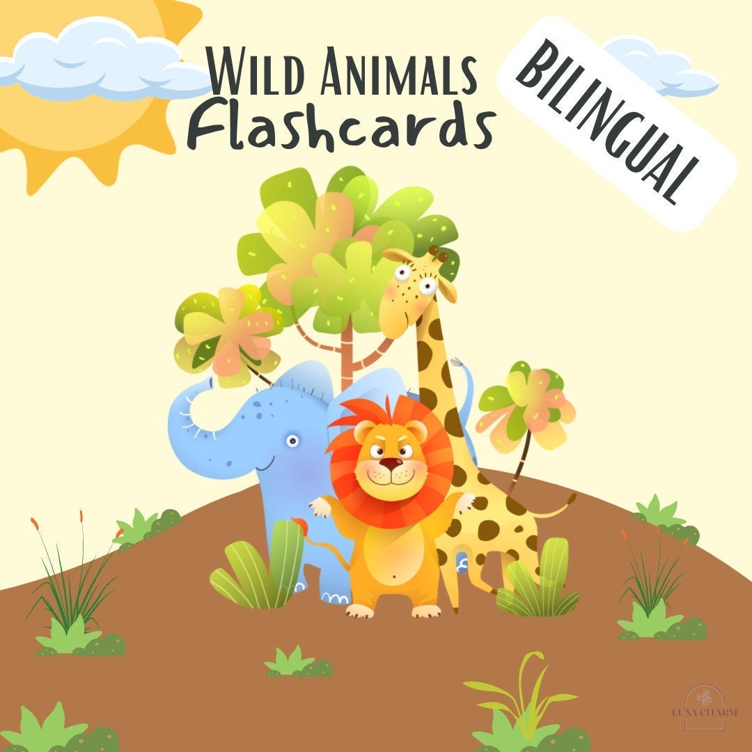 BILINGUAL Flashcards WILD ANIMALS - Great for Learning Another Language ...