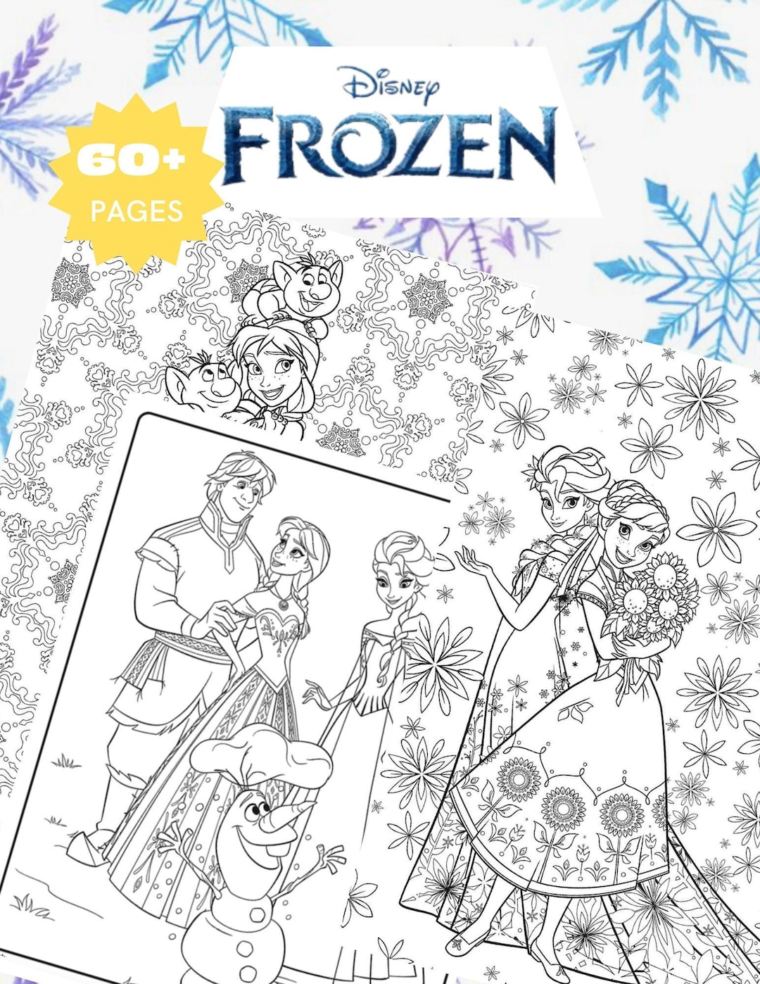 60 PAGES FROZEN Coloring Book Compilation ALL Ages - Etsy
