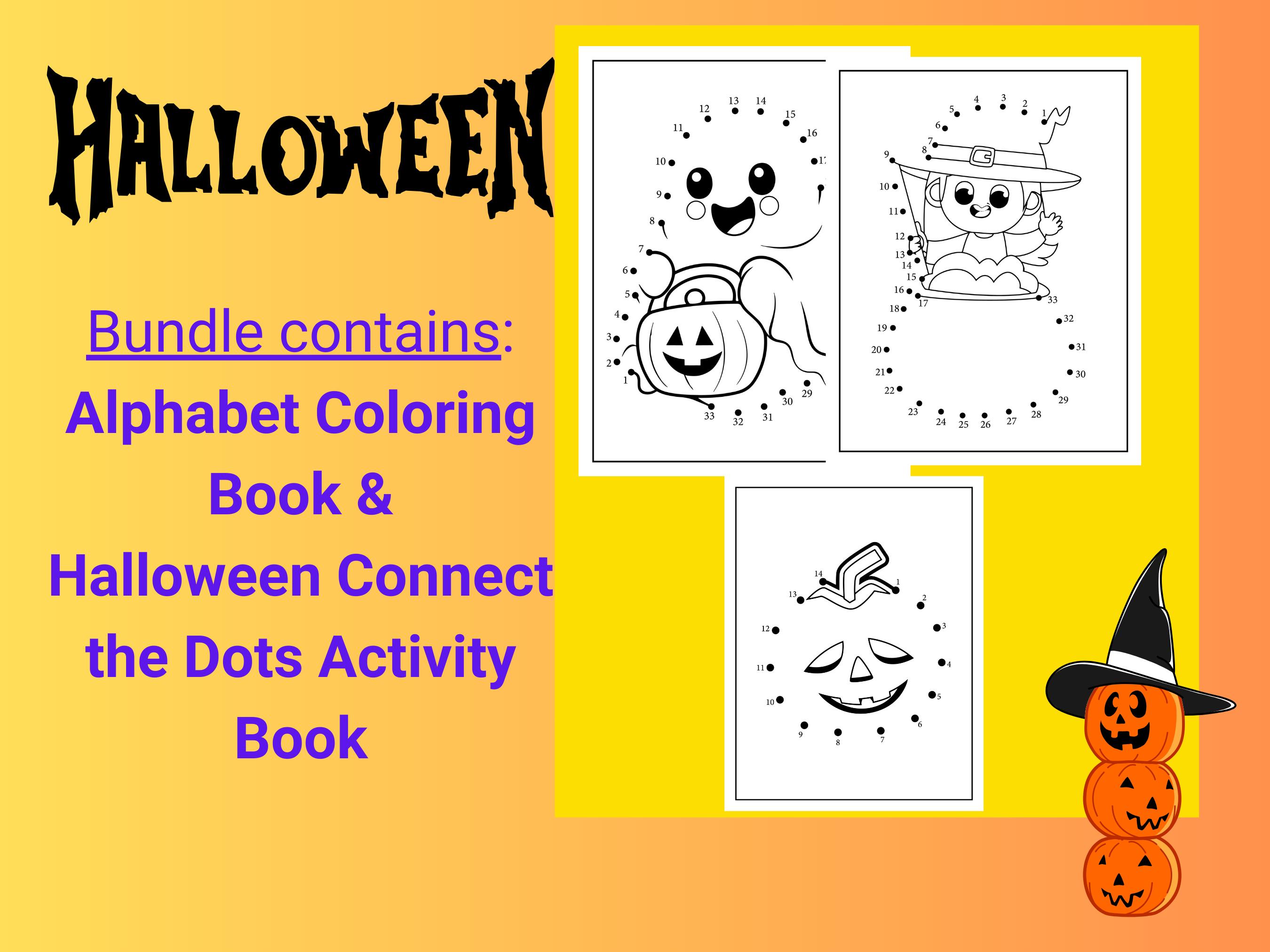 Halloween ABC Coloring Book: Connect the Dots Activity Bundle (PDF ...